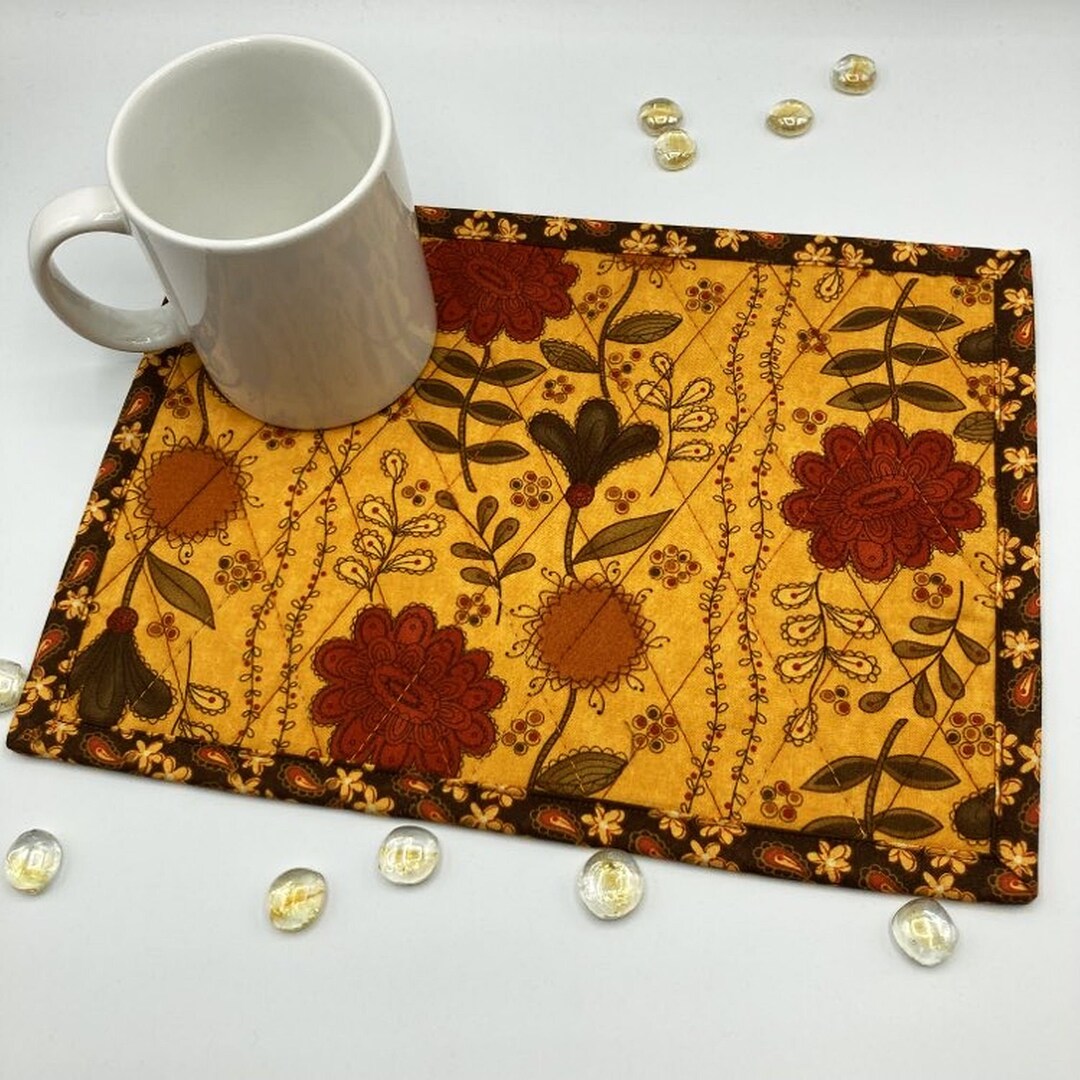 Phenomenal Fall Autumn Mug Rugs set of 2 8.5 X 11.5 Quilted Fall Floral ...