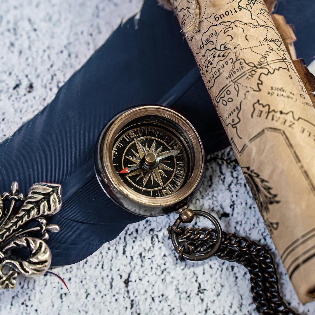 Handcrafted Bronze Compass Necklace, 8th Anniversary Gift for Men ...