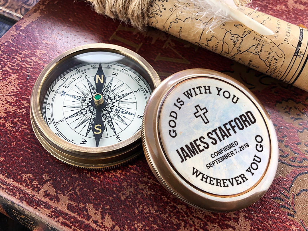 Engraved Compass Baptism Gift Custom Compass Gift - Baptized in Christ ...
