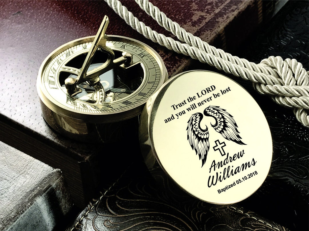 Engraved Compass Personalized Compass Baptism Gift, First Holy ...