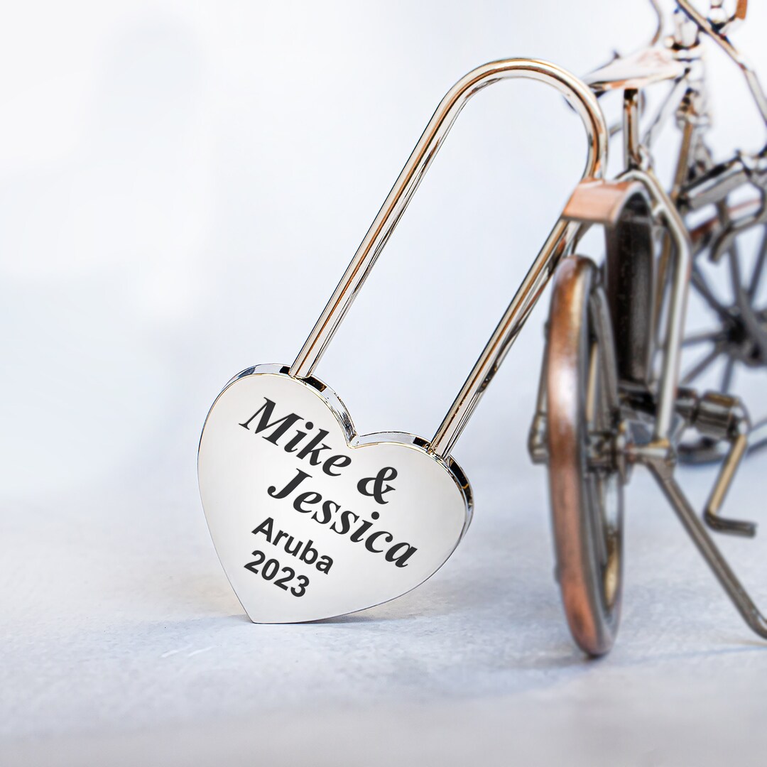 Wedding Love Lock, Wedding Gift, Wedding Date Love Padlock, Heart Lock ...