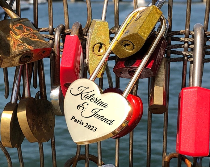 Personalized Custom Hand-forged Love Lock (silver) - Engraved Padlock ...