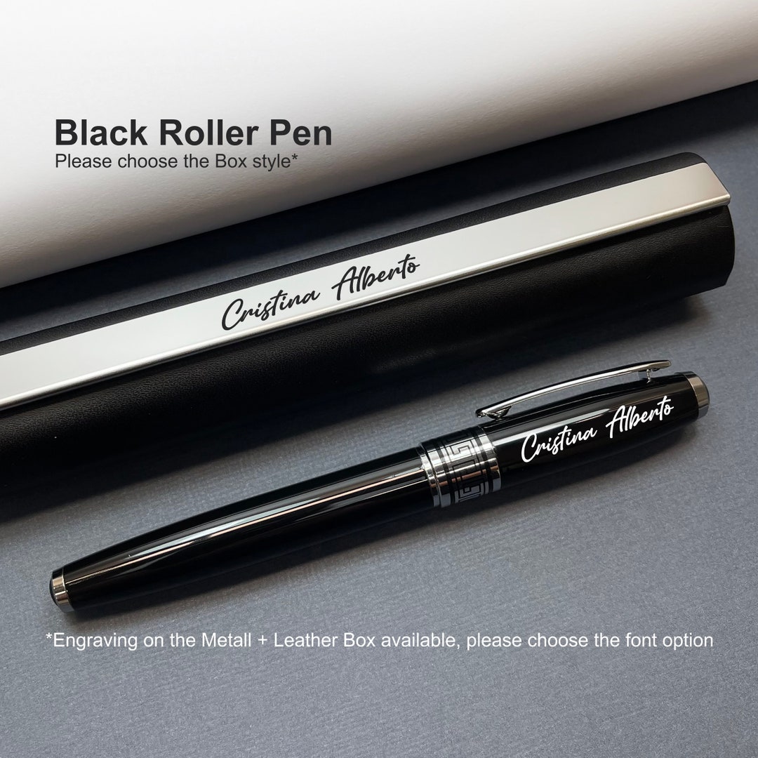 Engraved Black Lacquered Rollerball Pen in Gift Box Birthday Gift Ballpoint Pen Groomsmen Gift ...