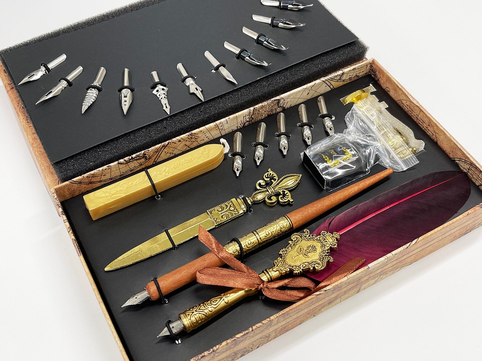 Personalized Calligraphy Feather Pen and Nibs Gift Set in a - Etsy