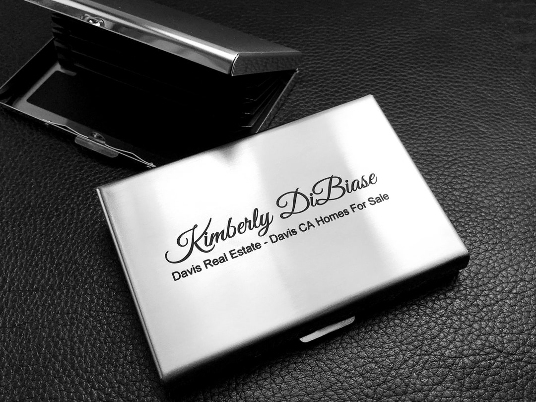 Custom Engraved Travel Card Case Modern Stainless Steel Accordion Style ...