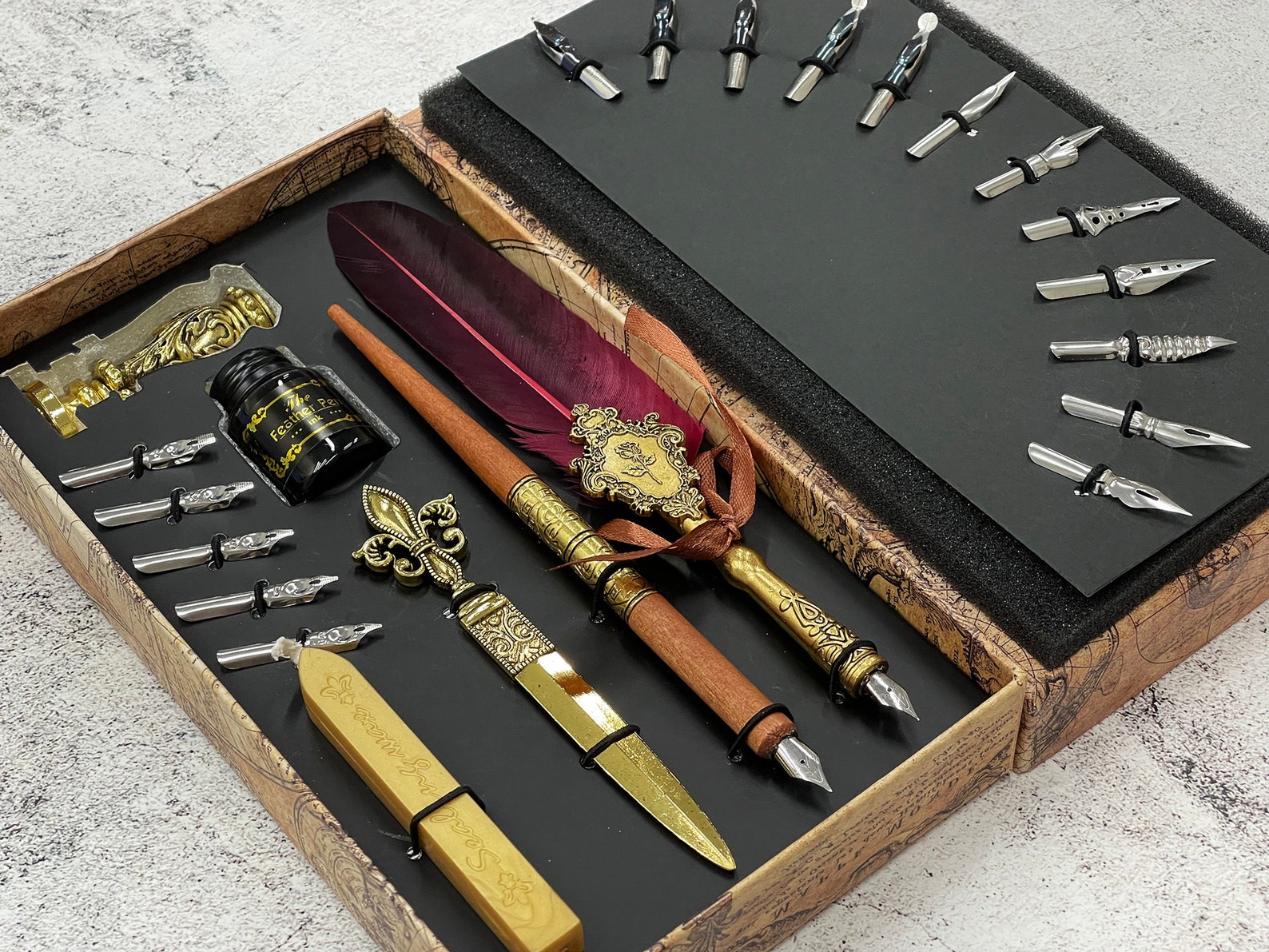 Personalized Calligraphy Feather Pen and Nibs Gift Set in a - Etsy