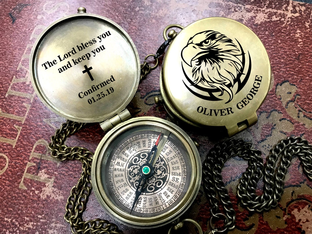 Handmade Antique Brass Compass Name Compass Birthday Gift Working ...