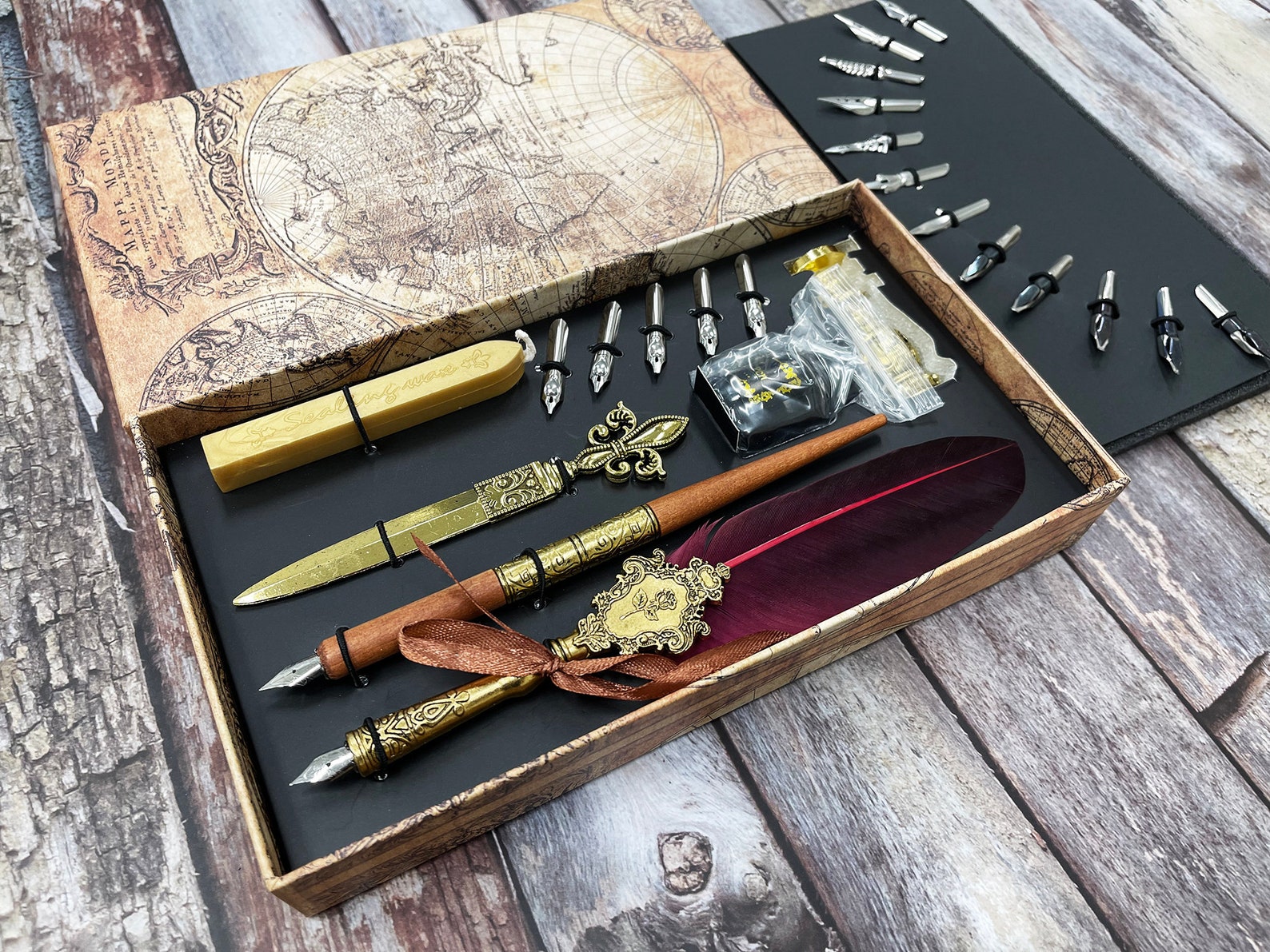 Personalized Calligraphy Feather Pen and Nibs Gift Set in a - Etsy