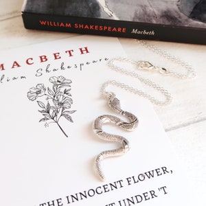 William Shakespeare Macbeth Necklace Book Lover, Literary Gift, Gift ...