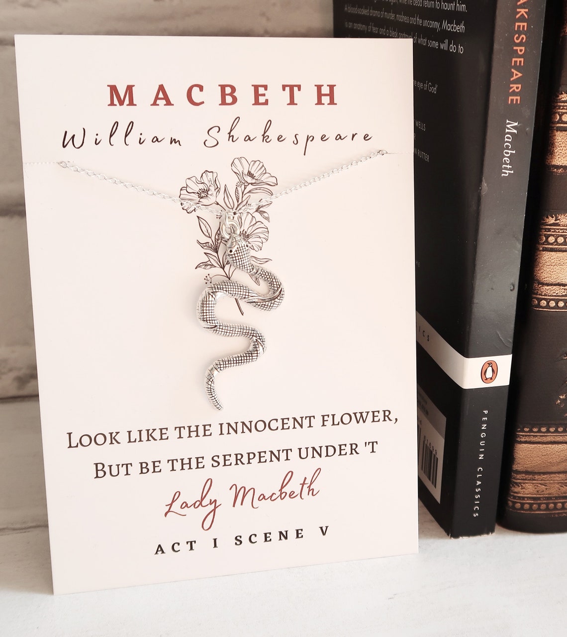 William Shakespeare Macbeth Necklace Book Lover Literary - Etsy UK