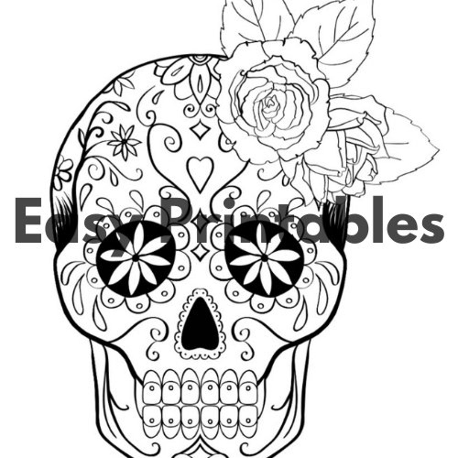 107 Printable Skull Coloring Pages - Etsy