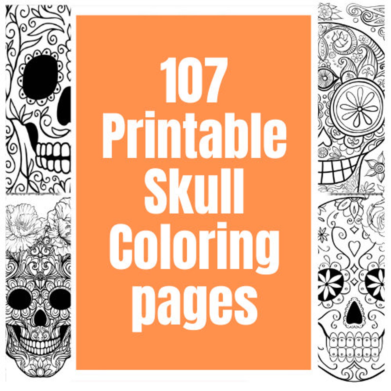 107 Printable Skull Coloring Pages - Etsy