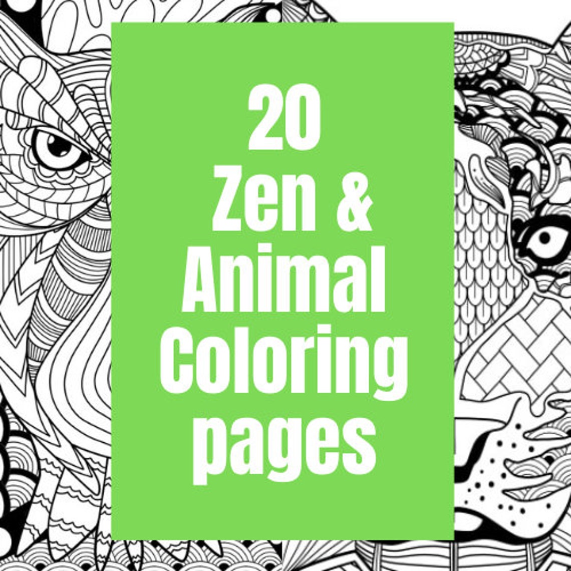 20 Printable Zen and Animal Coloring Pages - Etsy
