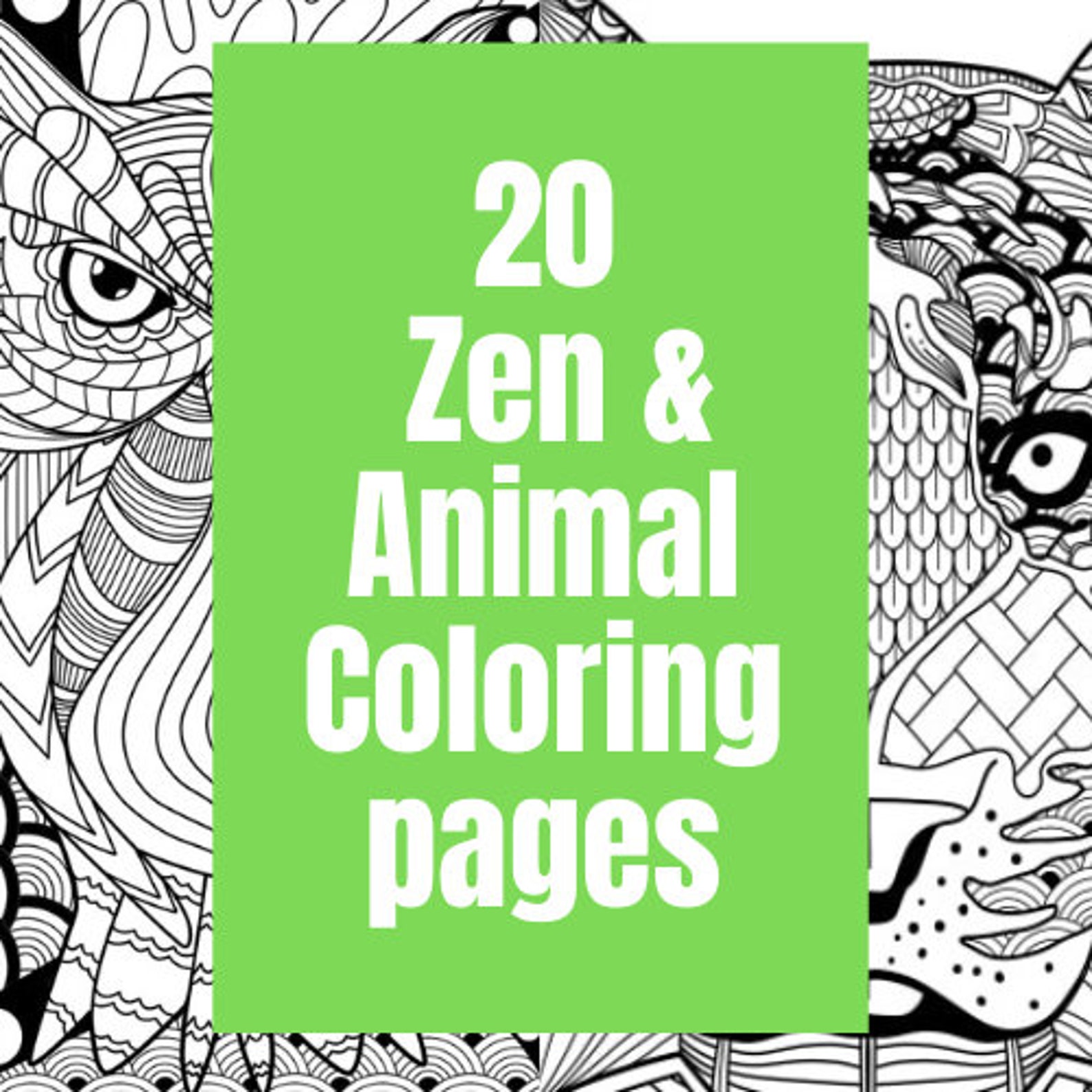 20 Printable Zen and Animal Coloring Pages - Etsy