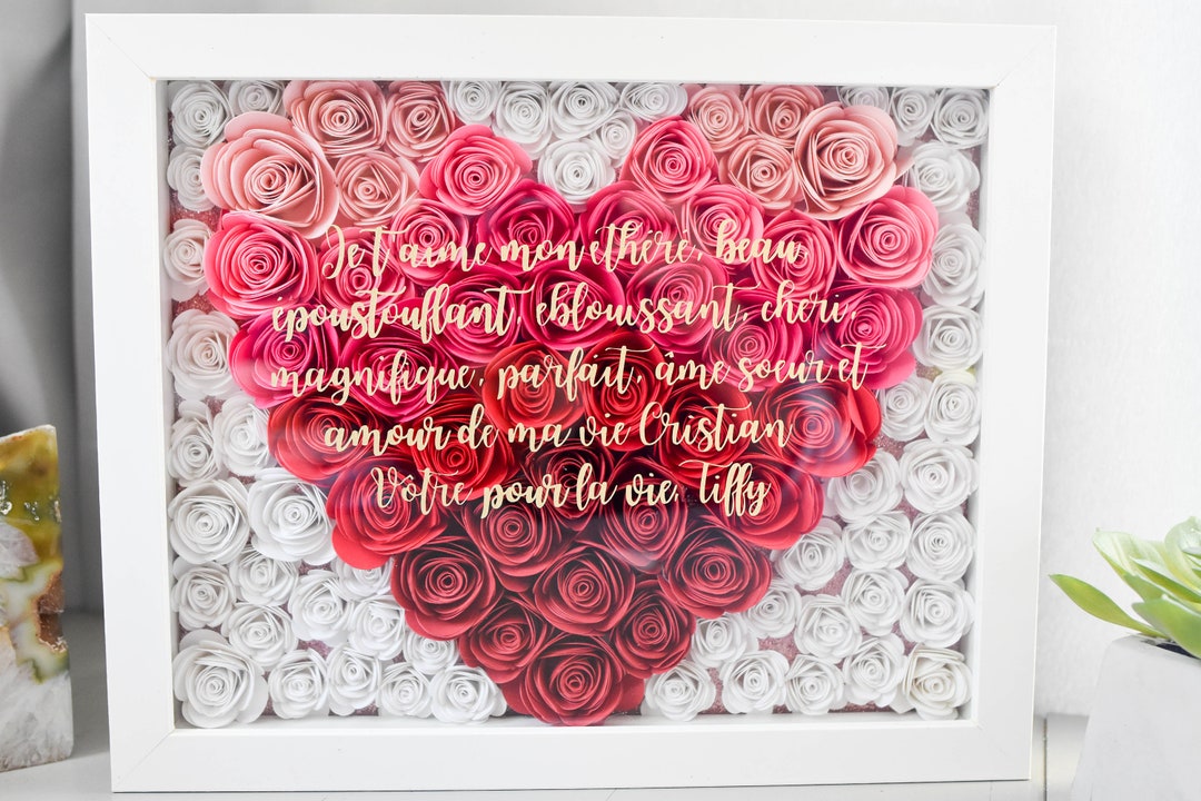 Personalized Flower Shadow Box | Custom Quote, Wedding Gift - Etsy