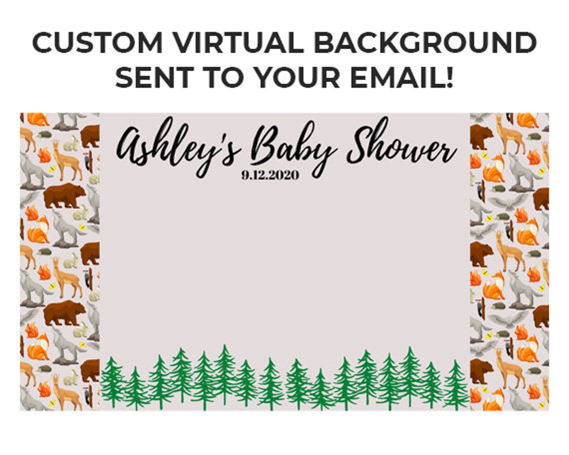 Virtual Baby Shower Background Forest Animal Zoom Baby | Etsy