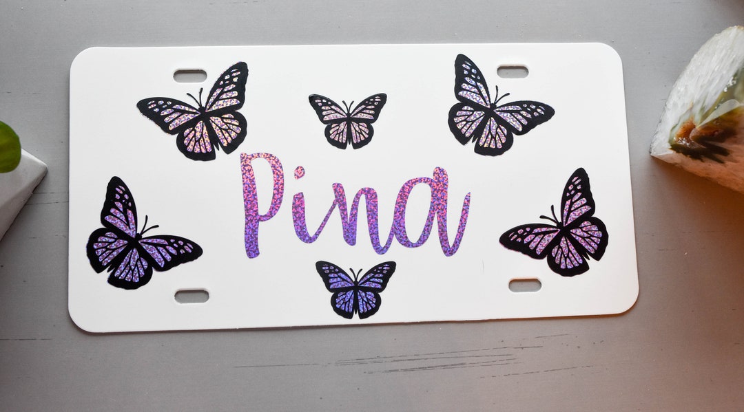 Personalized Butterfly License Plate | Holographic Car Tag, Custom Name ...
