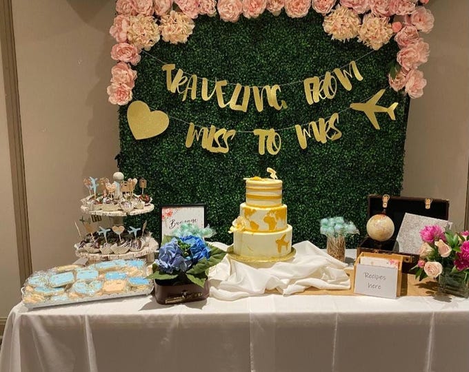 Traveling From Miss to Mrs Banner, Travel Theme Bridal Shower Decor ...