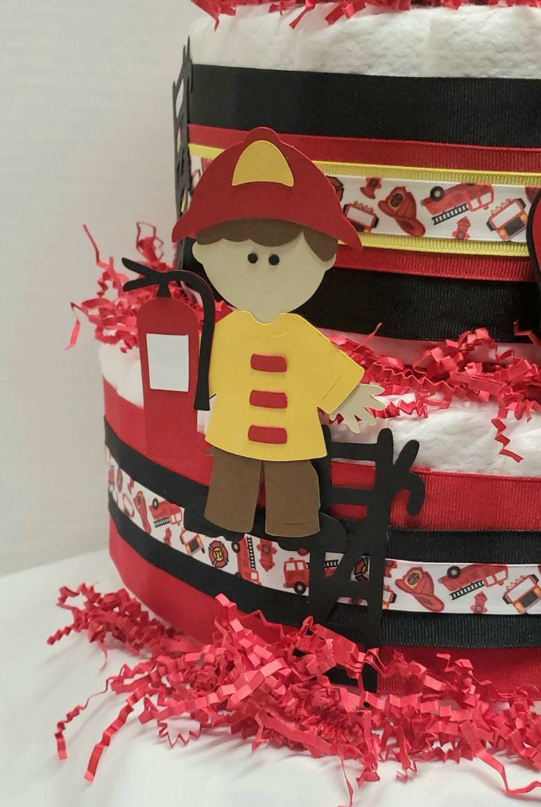 Firefighter Theme Round or Square Diaper Cake - Etsy