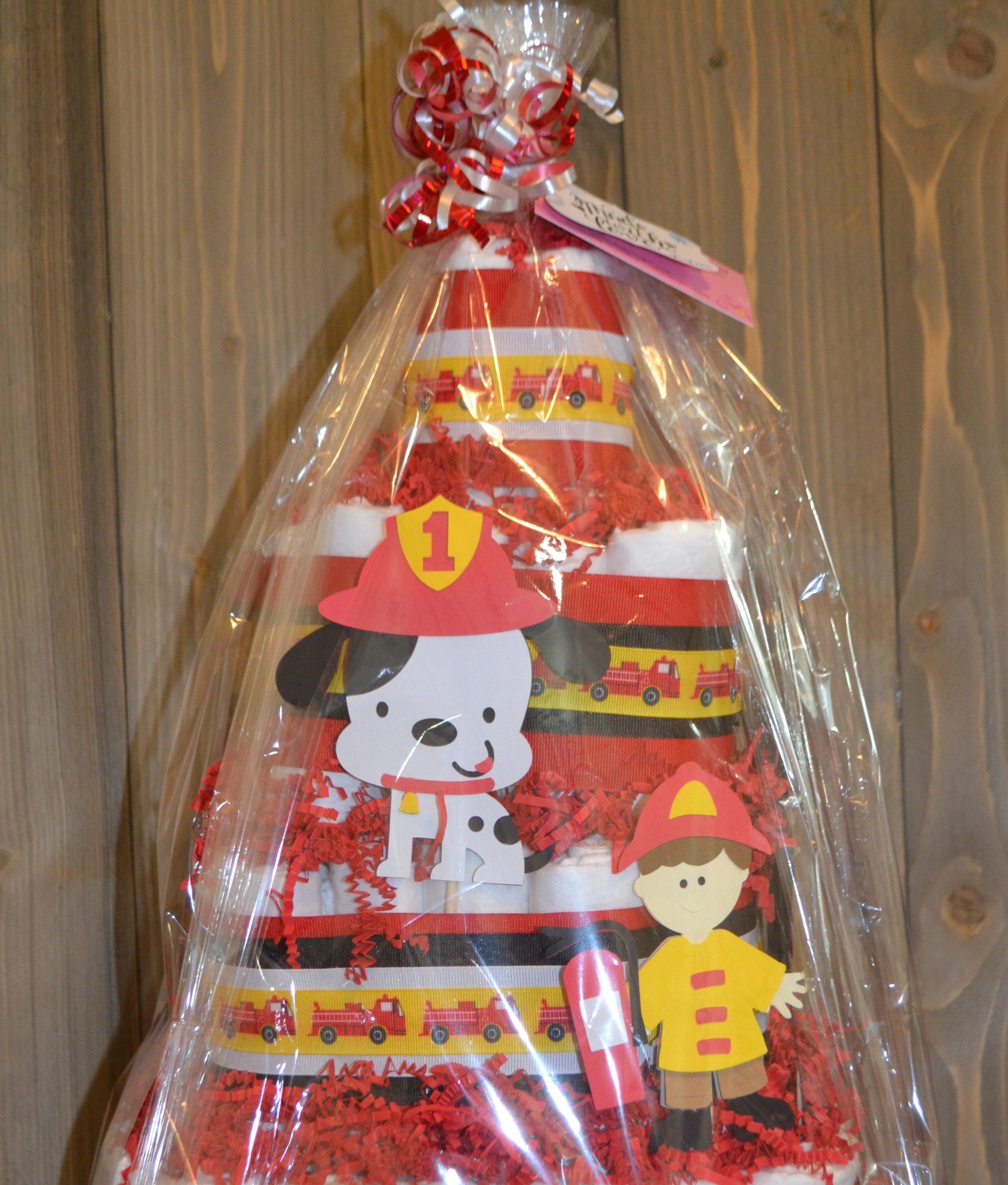 Firefighter Theme Square Diaper Cake - Etsy