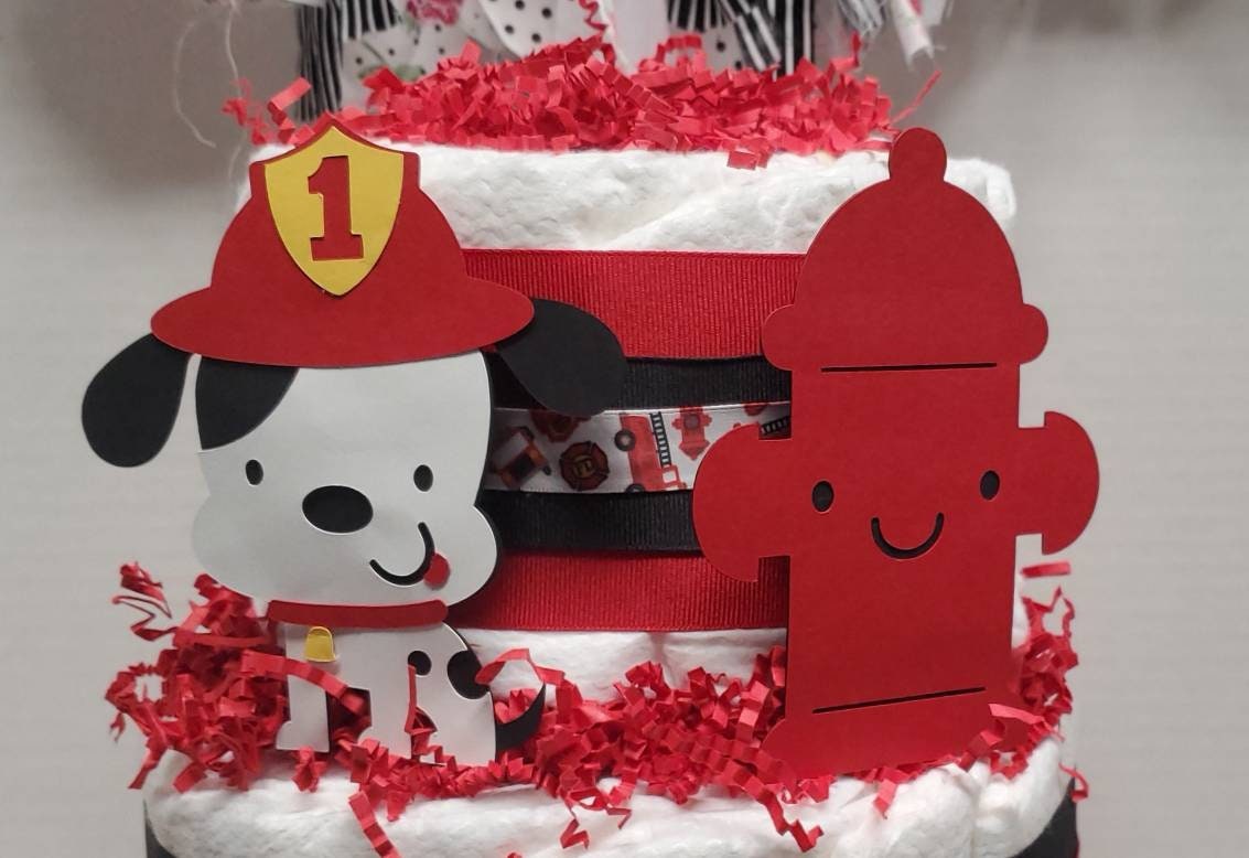 Firefighter Theme Round or Square Diaper Cake - Etsy