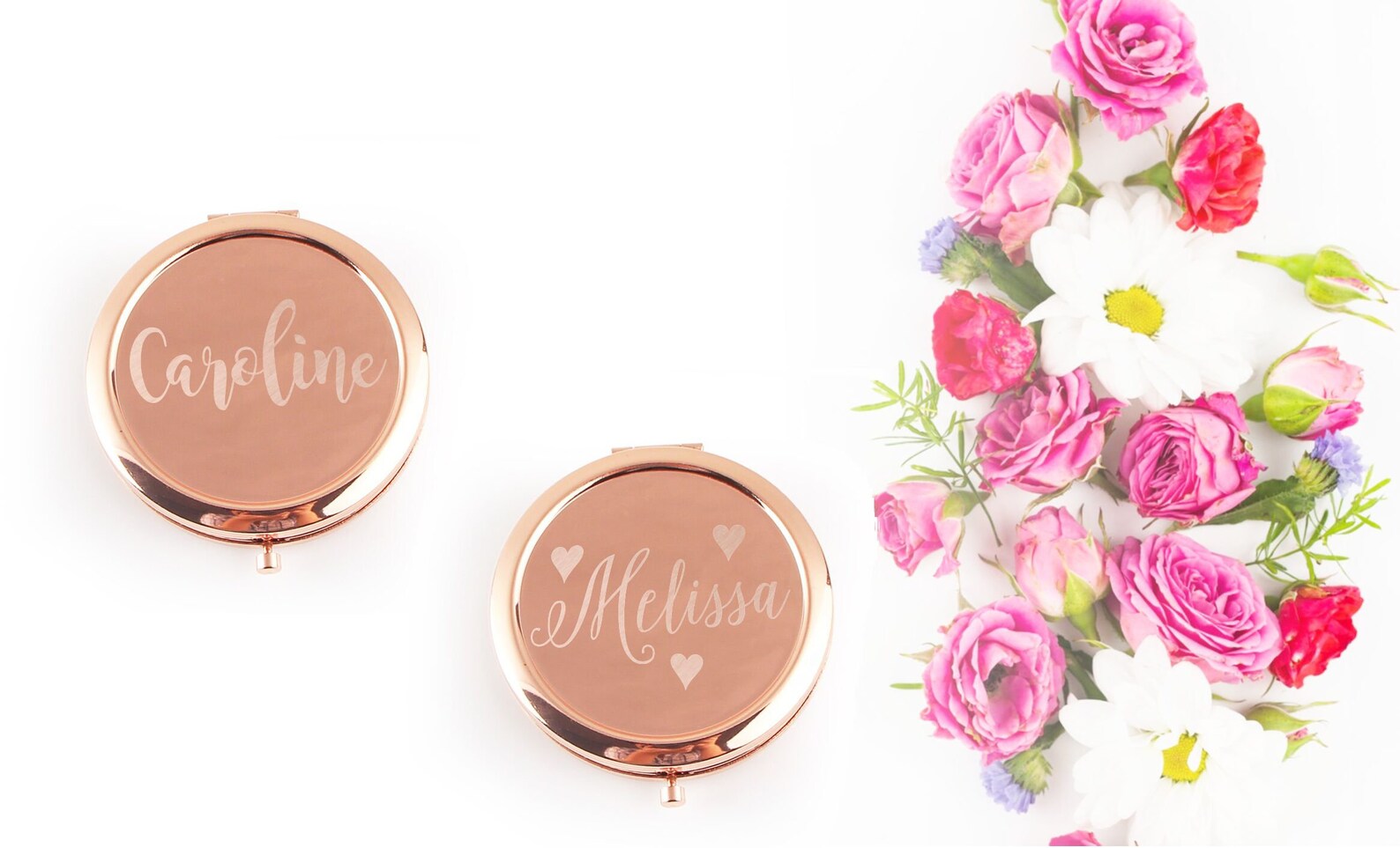 Compact Mirror Custom Engraved With Gift Box Rose Gold Hand - Etsy