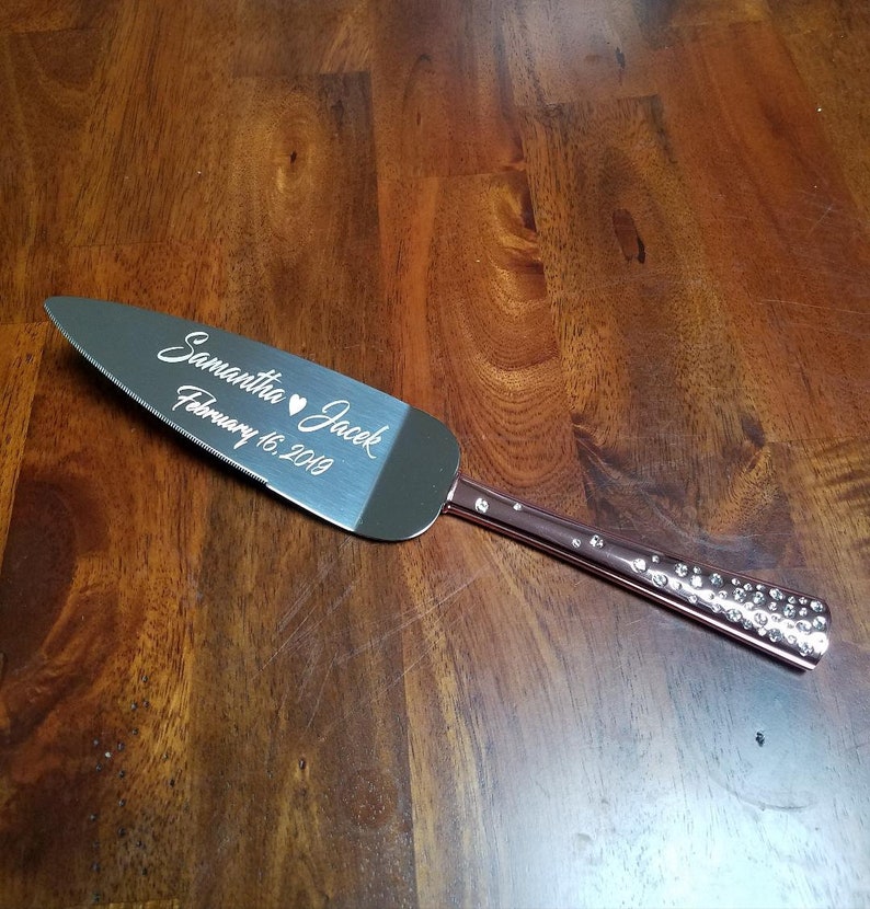 Wedding Cake Server Set With Crystal Handle Personalized - Etsy