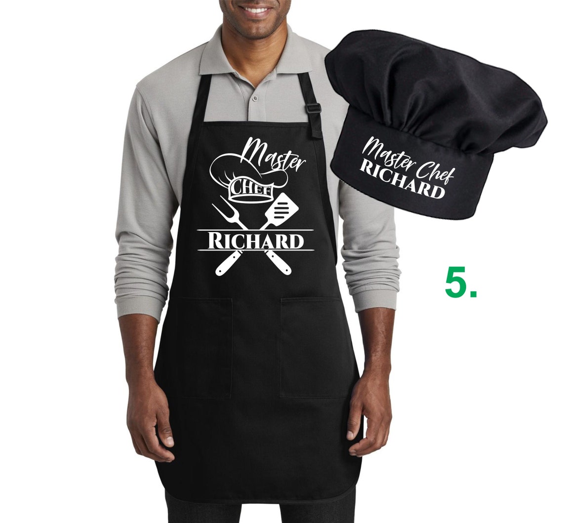 Personalized Apron Chef Hat Set Custom Logo Text Monogram - Etsy