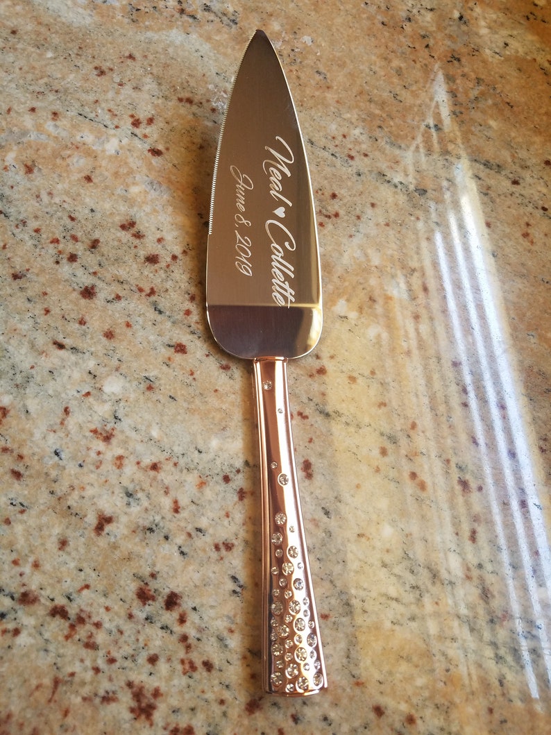 Wedding Cake Server Set With Crystal Handle Personalized - Etsy