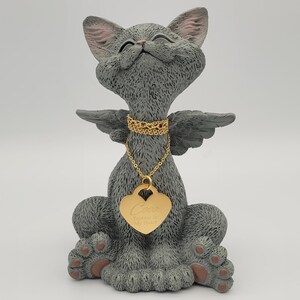 Winged Cat Sculpture With Personalized Collar Angel Kitty Figurine ...