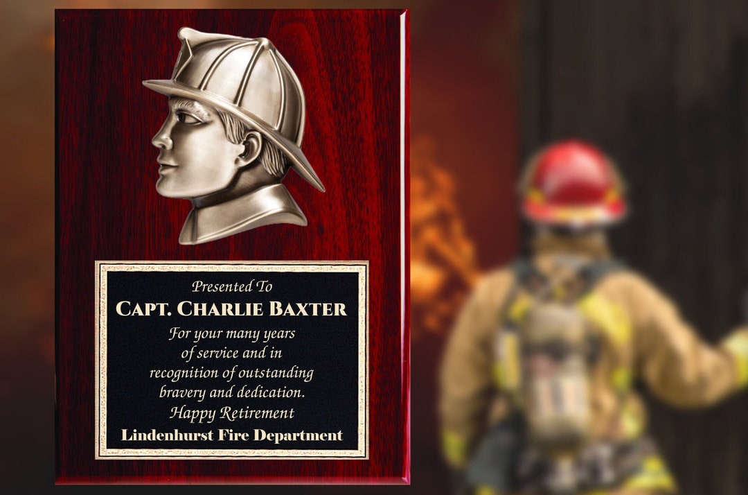Fireman Plaque With 3D Brass Portrait Personalized Name Poem - Etsy