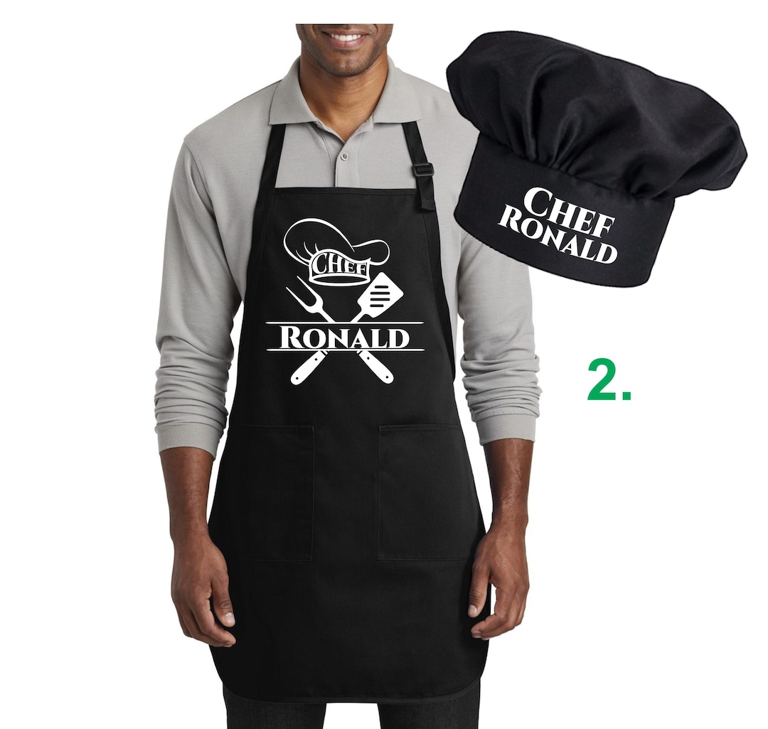 Personalized Apron Chef Hat Set Custom Logo Text Monogram Cooking ...