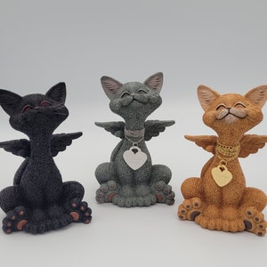 Winged Cat Sculpture With Personalized Collar Angel Kitty Figurine ...