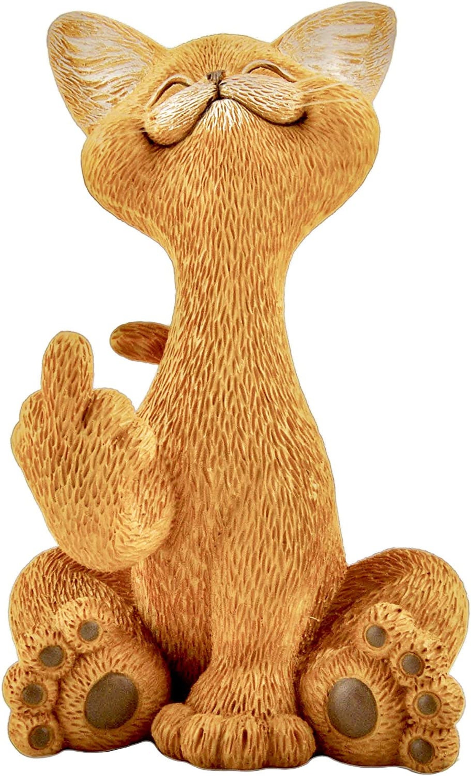 Catitude Statue Cat Sculpture Middle Finger With Personalized Keyring ...
