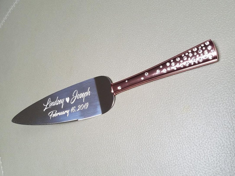 Wedding Cake Server Set With Crystal Handle Personalized - Etsy