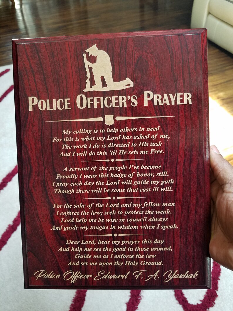 Police Officer's Prayer Personalized Laser Engraved Custom - Etsy Australia