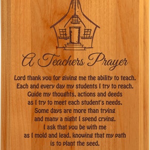 Teacher's Prayer Plaque Red Alder Custom Engraved Teacher Prayer Plaque ...