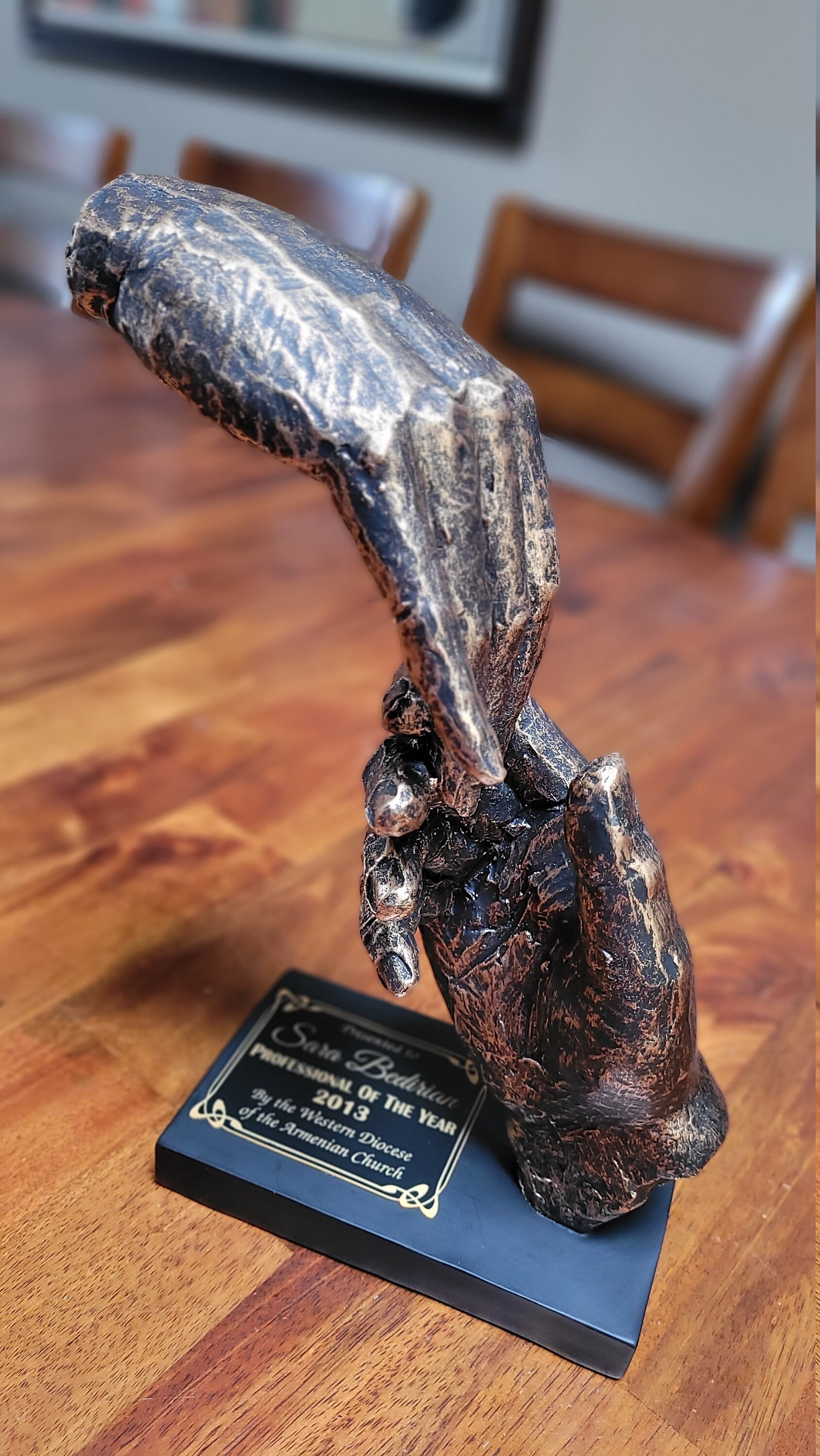 Reaching Hands Sculpture Personalized Laser Engraved Plaque Love Hope ...