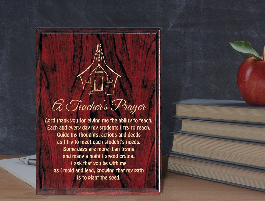 Laser Engraved Teacher's Prayer Plaque Personalized School Teacher Name ...