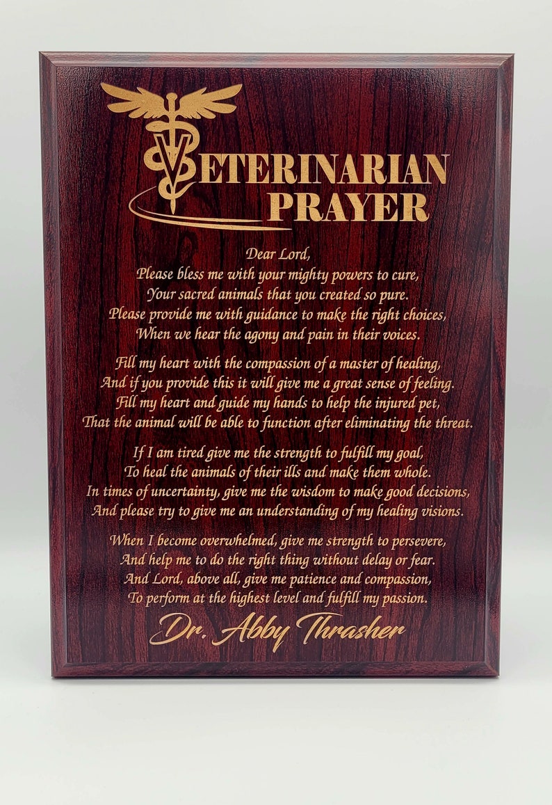 Veterinarian Prayer Plaque Personalized Poem Engraved Vet Tech - Etsy