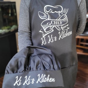Personalized Apron and Hat, Chef Hat and Apron, Large Pocket Apron ...