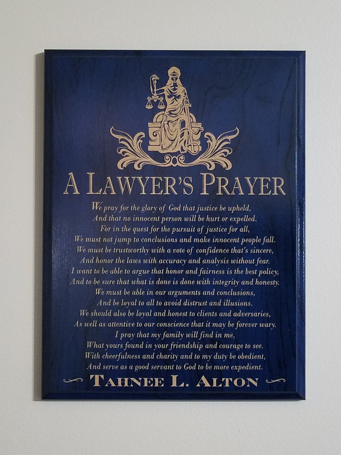 Lawyer Prayer Plaque Personalized Poem Engraved Attorney Gift | Etsy