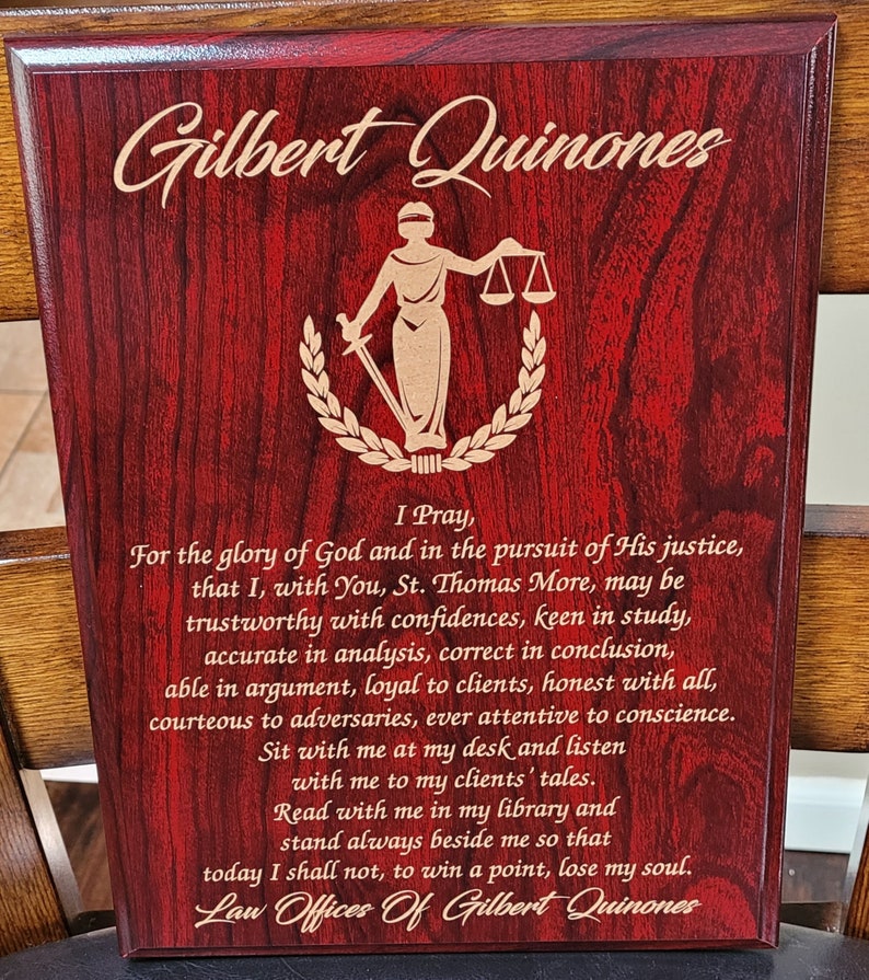 Personalized Lawyer Gift Idea Laser Engraved Prayer Plaque Law Business ...