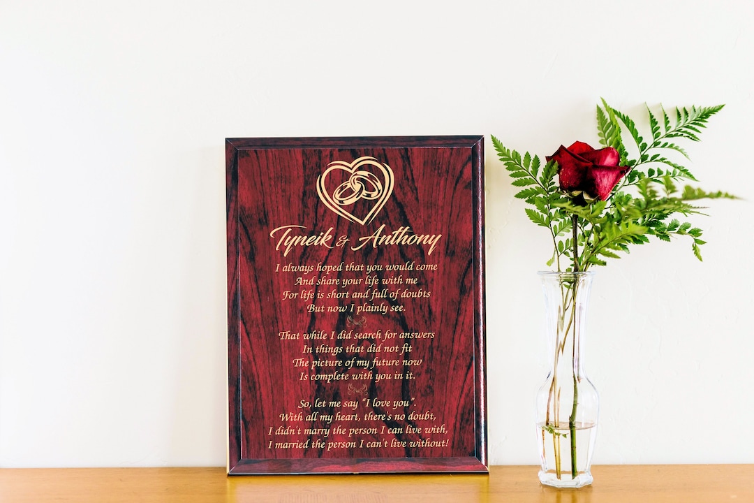Wedding Wishes Personalized Poem Plaque Congratulations Love Message ...