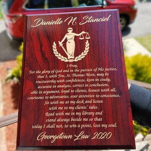 Personalized Lawyer Gift Idea Laser Engraved Prayer Plaque Law Business ...