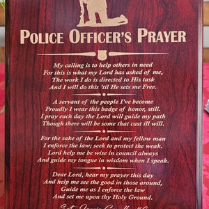 Police Officer's Prayer Personalized Laser Engraved Custom Name Date ...