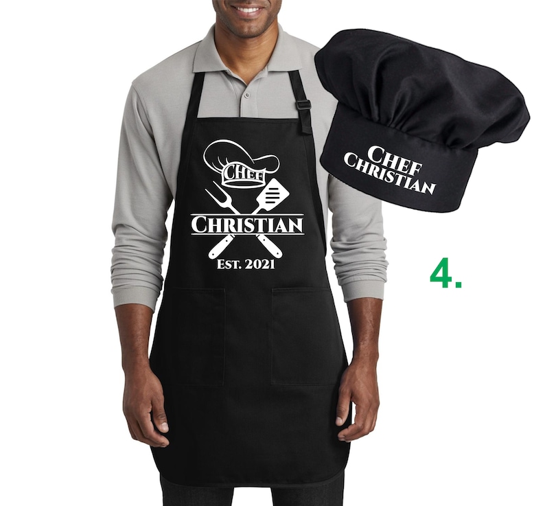 Personalized Apron Chef Hat Set Custom Logo Text Monogram Cooking ...