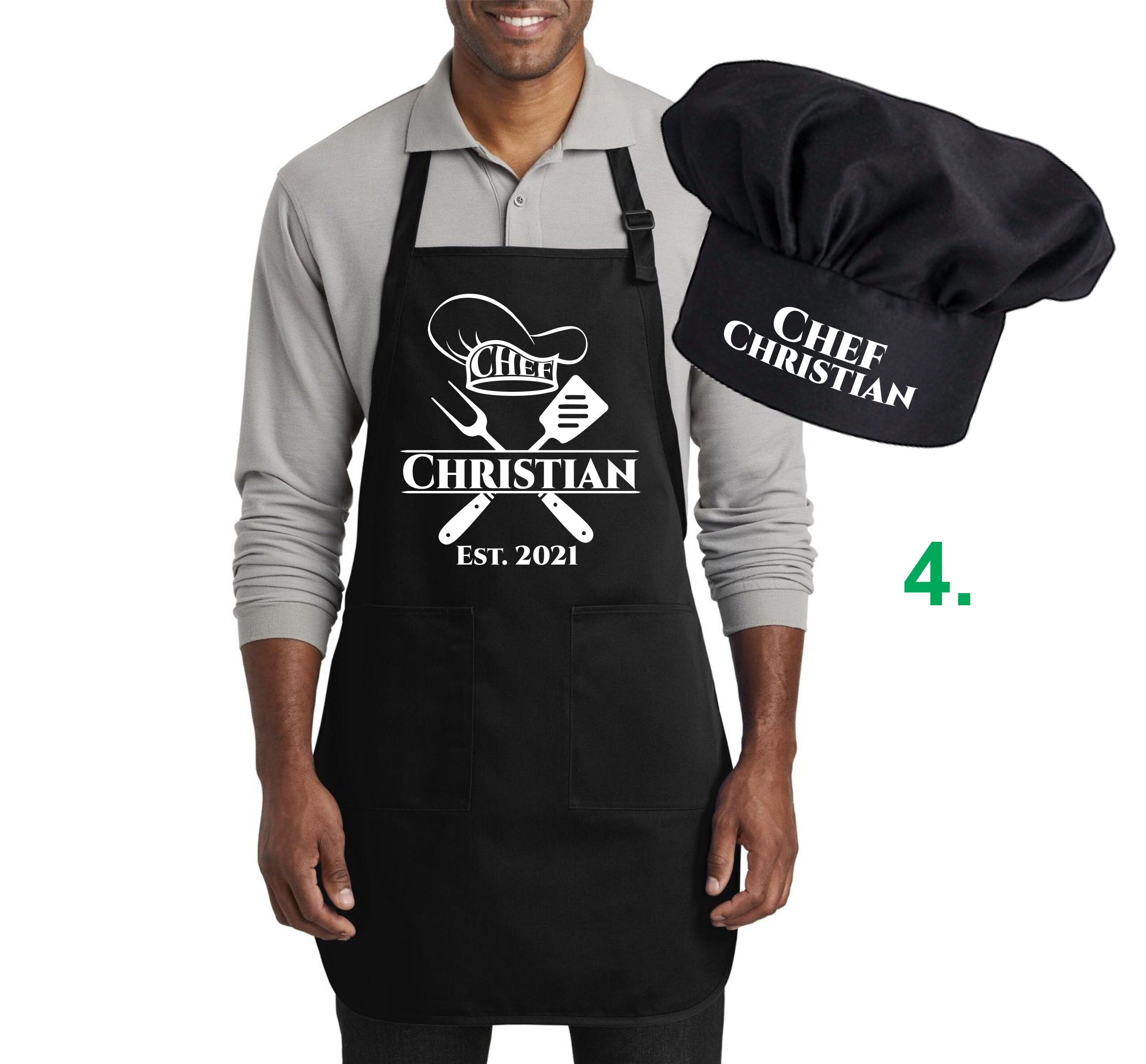 Personalized Apron Chef Hat Set Custom Logo Text Monogram - Etsy
