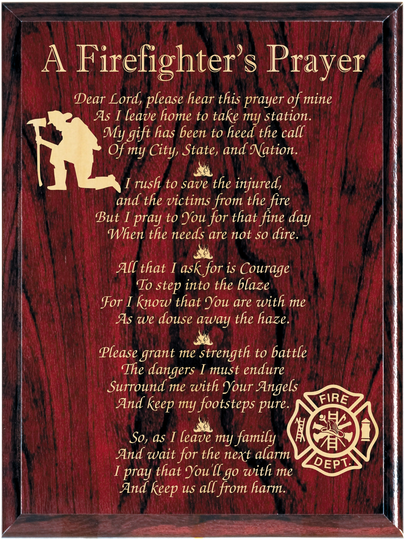 Firefighter's Prayer Personalized Laser Engraved Fireman - Etsy