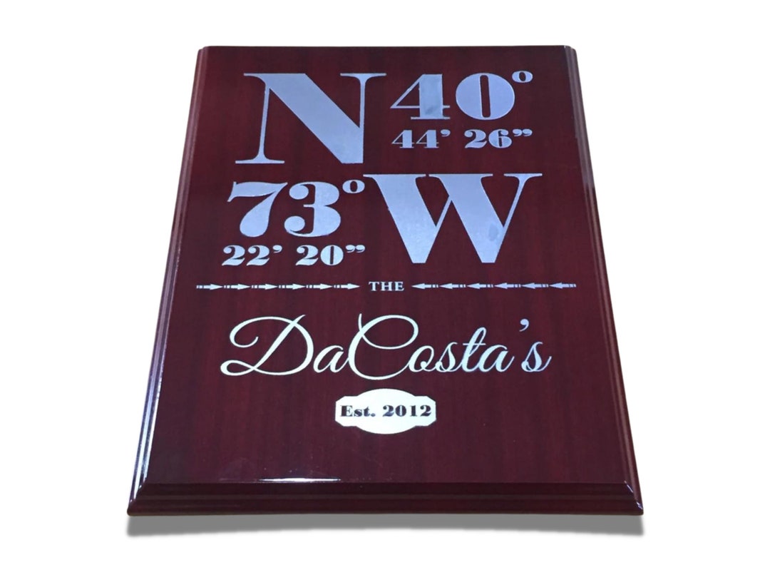 Personalized Coordinates Wood Sign Latitude Longitude Engraved Custom ...
